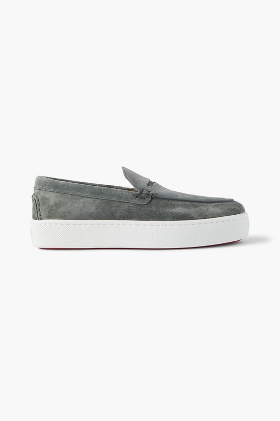 CHRISTIAN LOUBOUTIN Paqueboat suede penny loafers | THE OUTNET