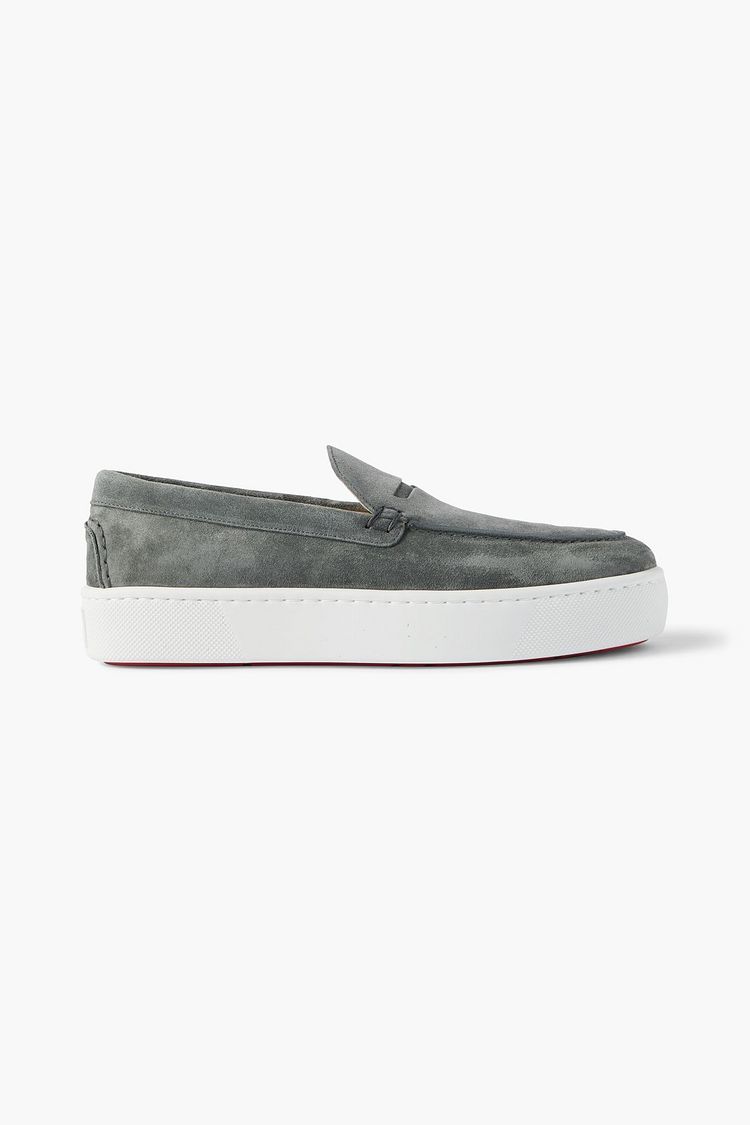 CHRISTIAN LOUBOUTIN Paqueboat suede penny loafers | THE OUTNET