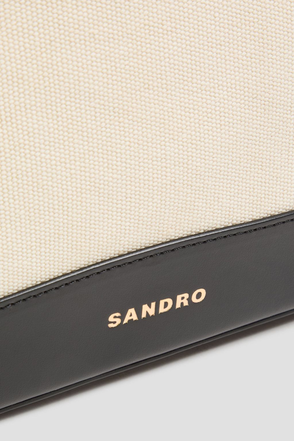 SANDRO Leather-trimmed cotton-canvas shoulder bag | THE OUTNET