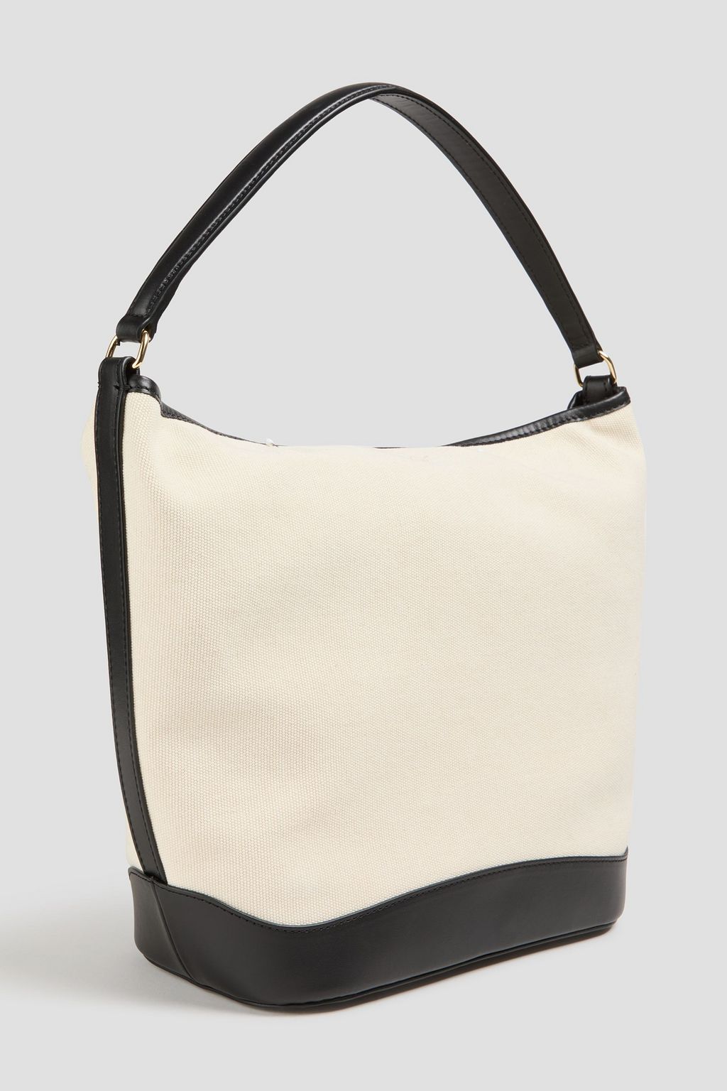 SANDRO Leather-trimmed cotton-canvas shoulder bag | THE OUTNET