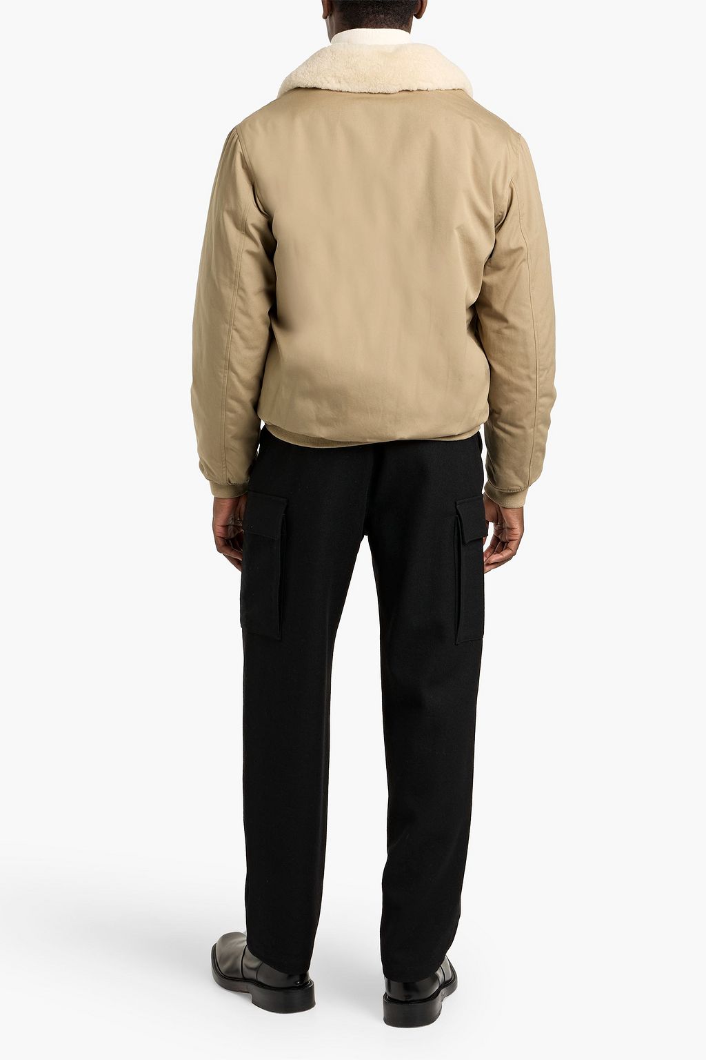 SANDRO Shearling-trimmed cotton-canvas jacket | THE OUTNET