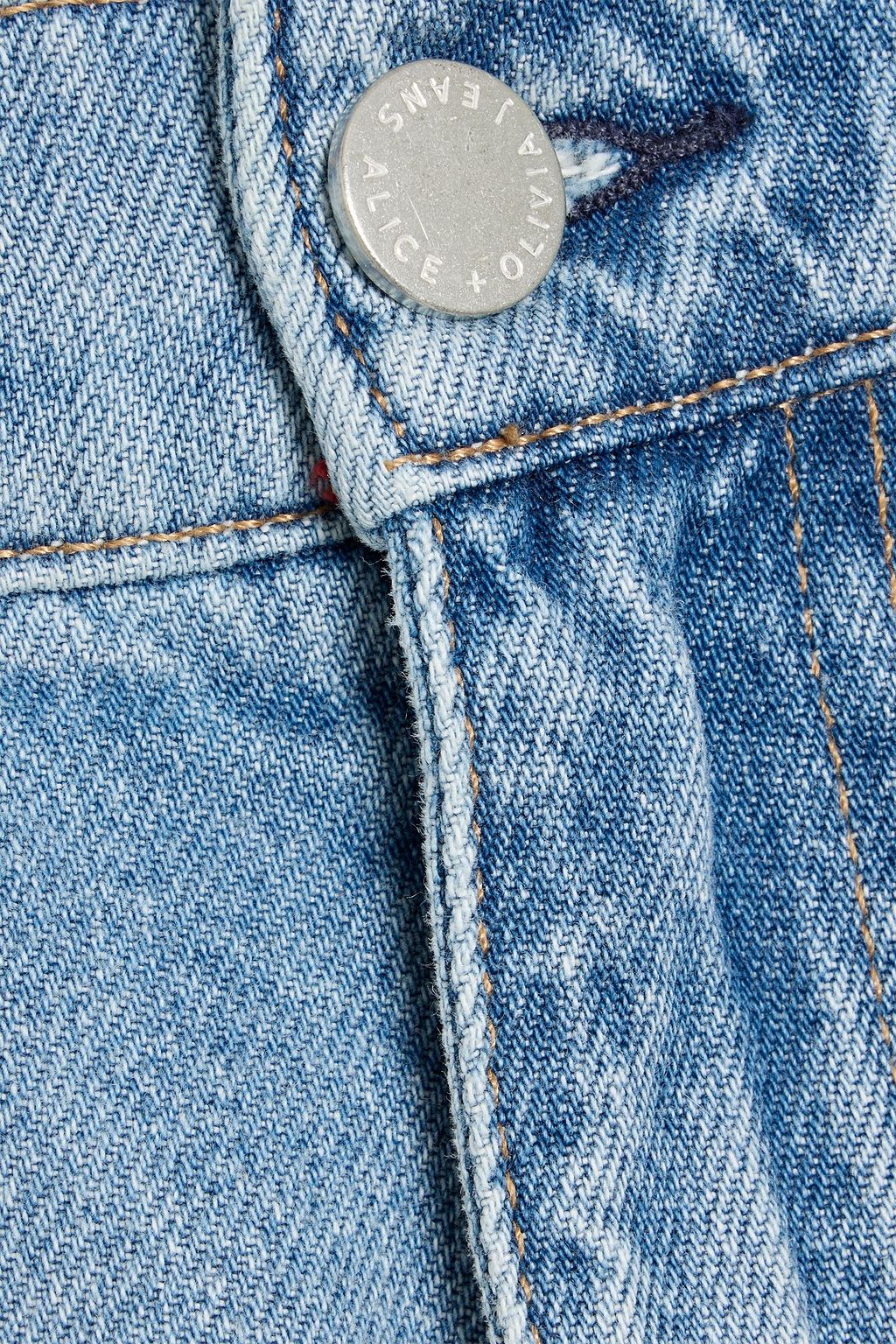 ALICE + OLIVIA JEANS Weezy frayed high-rise wide-leg jeans | THE OUTNET