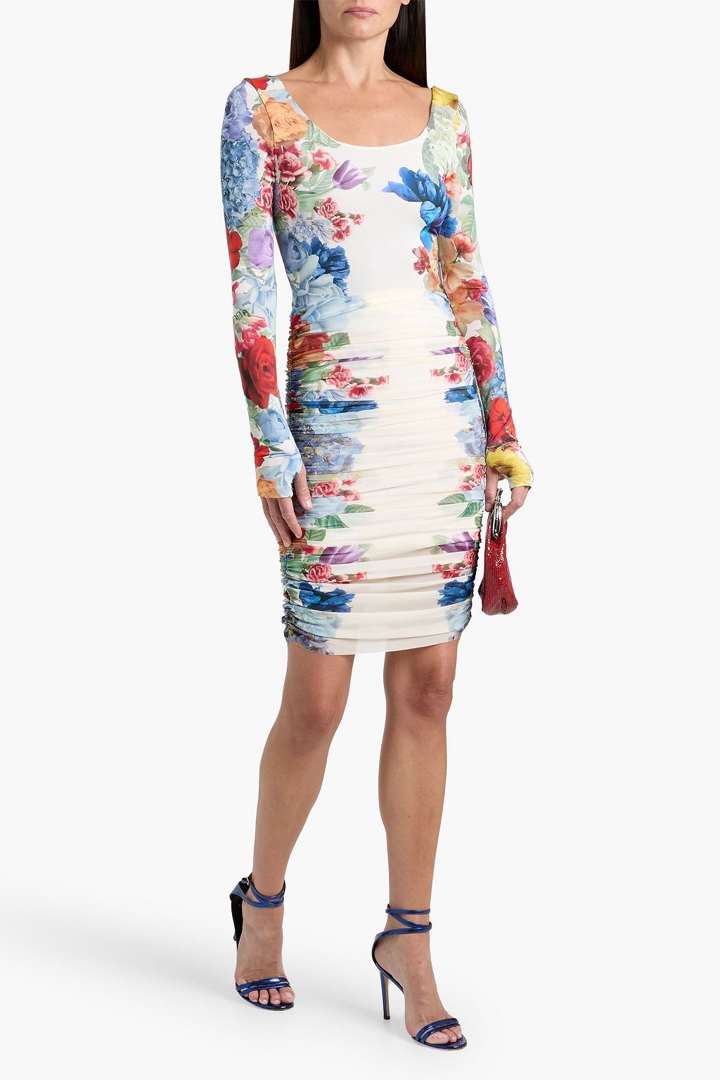 ALICE + OLIVIA Kennah ruched floral-print mesh skirt | THE OUTNET