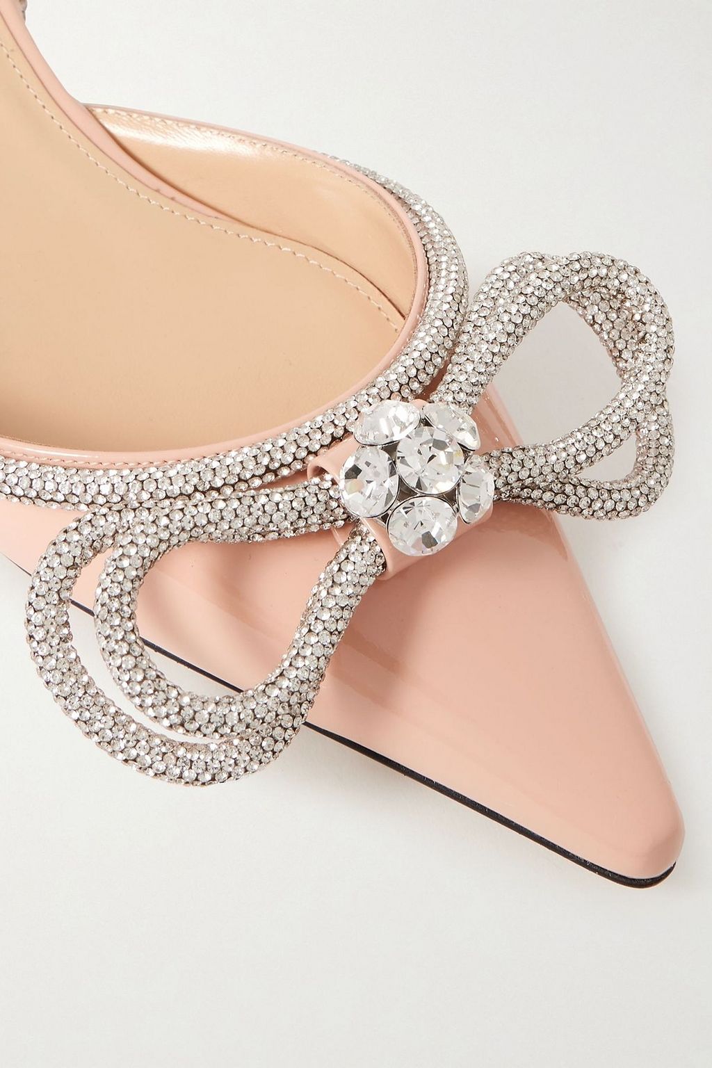 MACH & MACH Double Bow crystal-embellished patent-leather point-toe ...