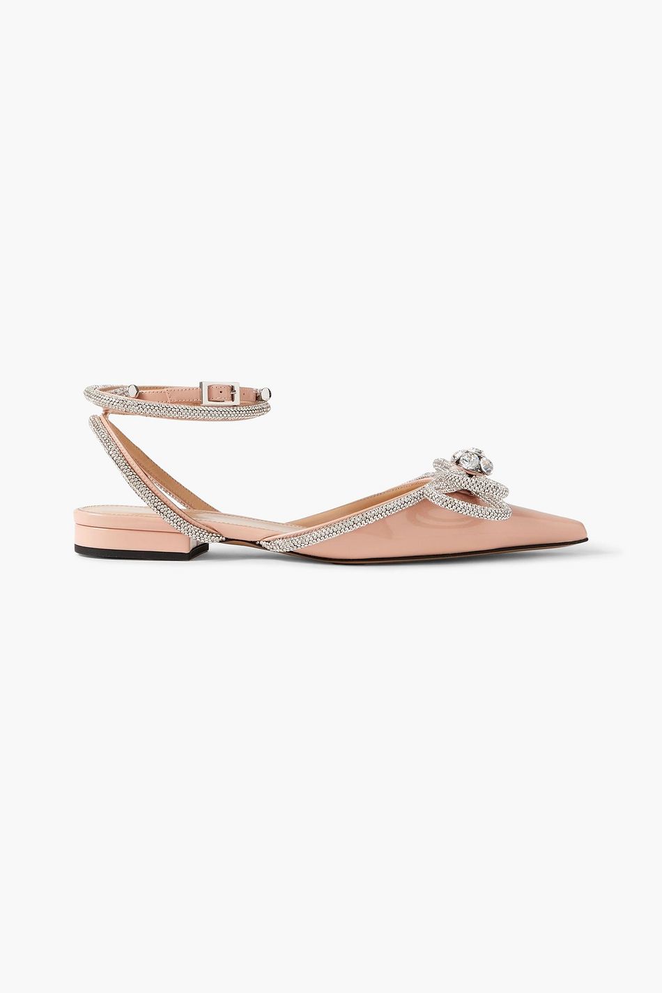 MACH & MACH Double Bow crystal-embellished patent-leather point-toe ...