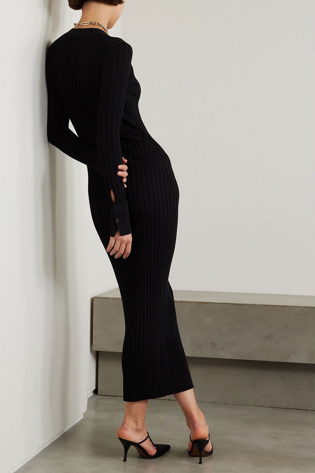 GALVAN LONDON Rhea metallic ribbed-knit midi dress | THE OUTNET