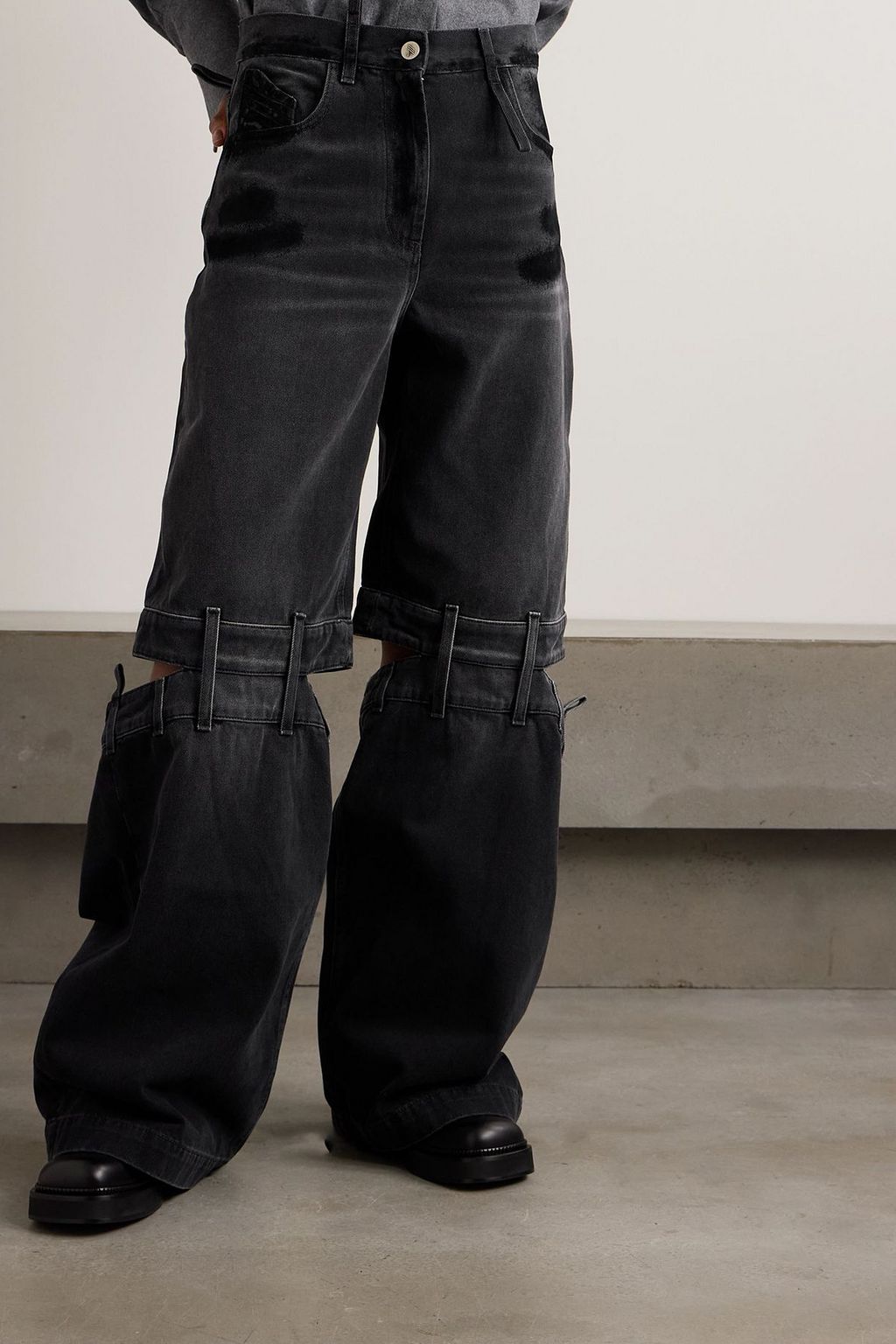 THE ATTICO Hoch sitzende Jeans mit weitem Bein und Cut-outs | THE OUTNET