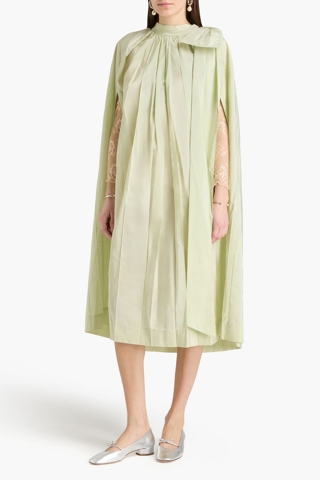 SIMONE ROCHA Cape-effect pleated shell midi dress | THE OUTNET