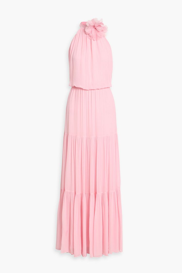 RETROFÊTE Stephanie open-back chiffon halterneck maxi dress | THE OUTNET