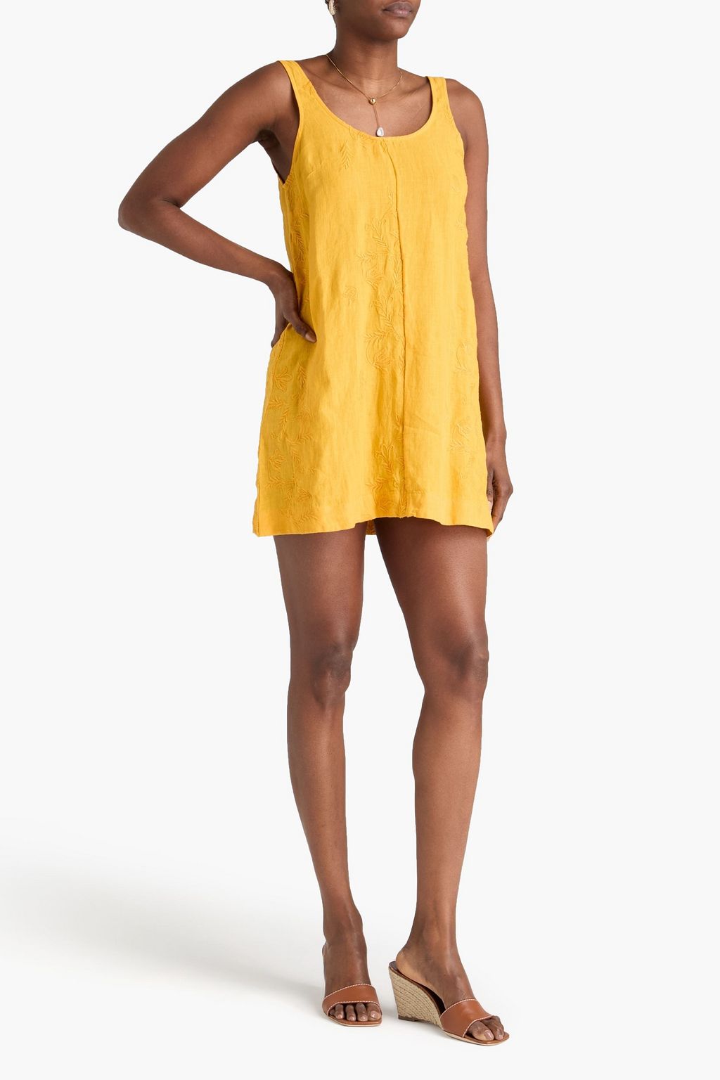 HANNAH Sara embroidered linen mini dress | THE OUTNET