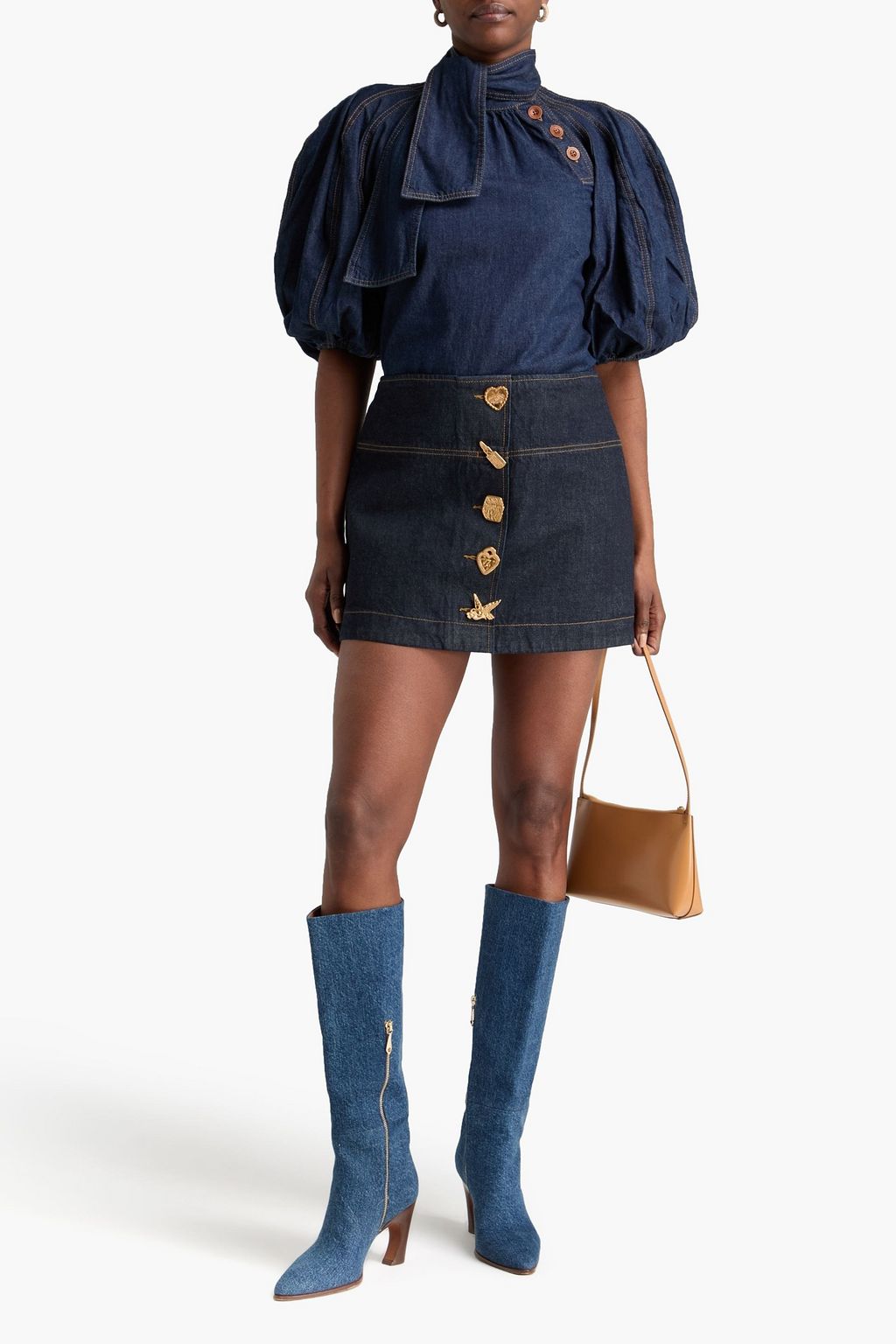ZIMMERMANN Gathered denim blouse | THE OUTNET
