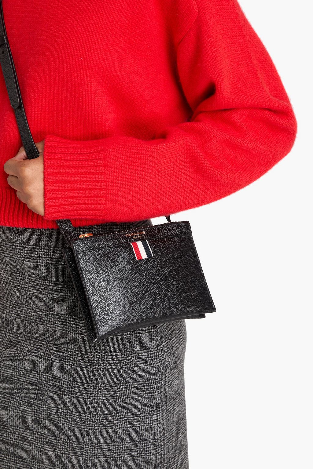 THOM BROWNE Double mini pebbled-leather cross-body bag | THE OUTNET
