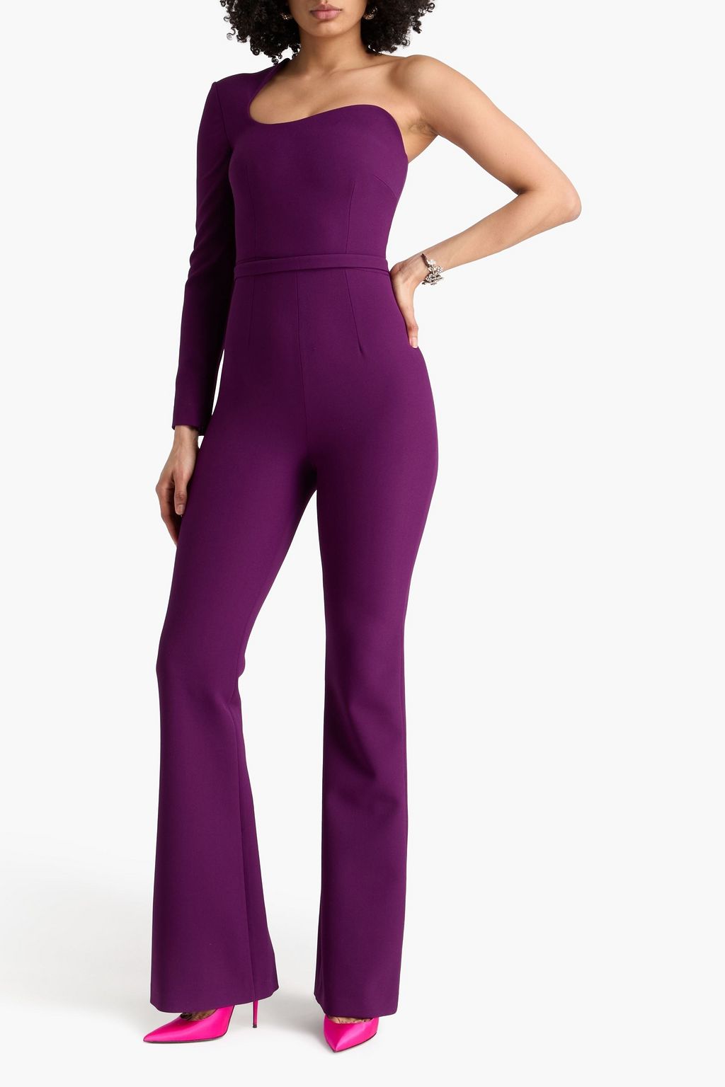 SAFIYAA Jonal one-sleeve belted crepe jumpsuit | THE OUTNET