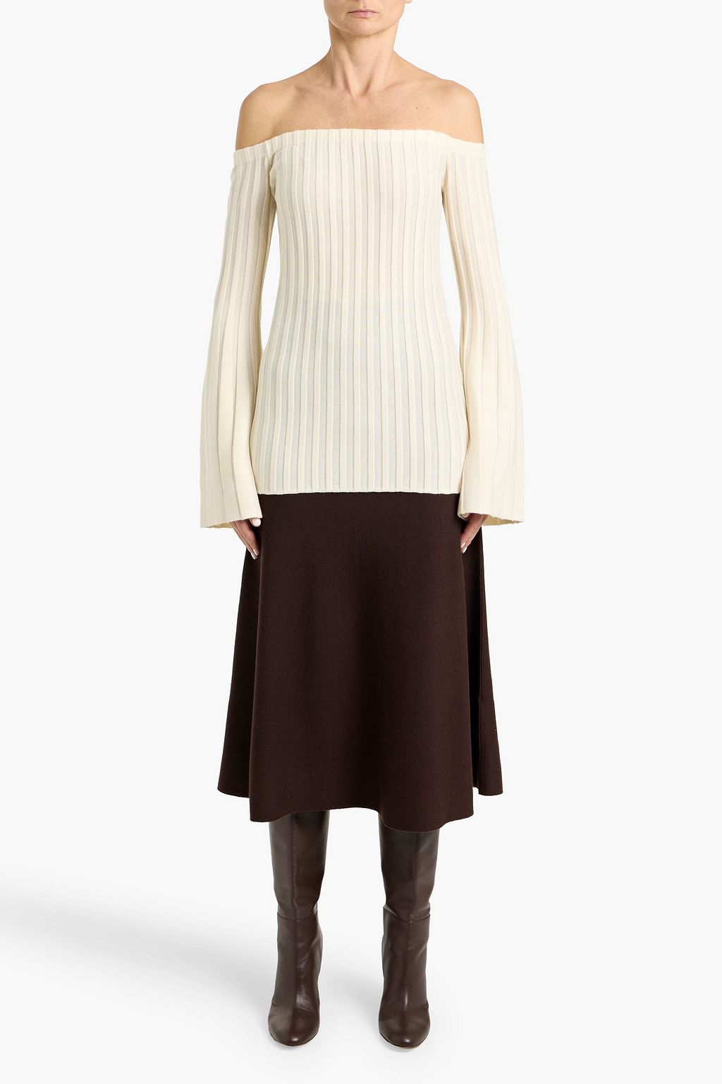 GABRIELA HEARST Nelson off-the-shoulder ribbed wool and cashmere-blend ...