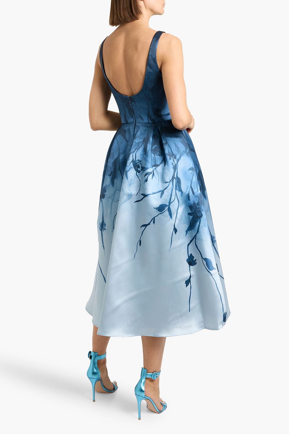 MARCHESA Floral-print mikado midi dress | THE OUTNET