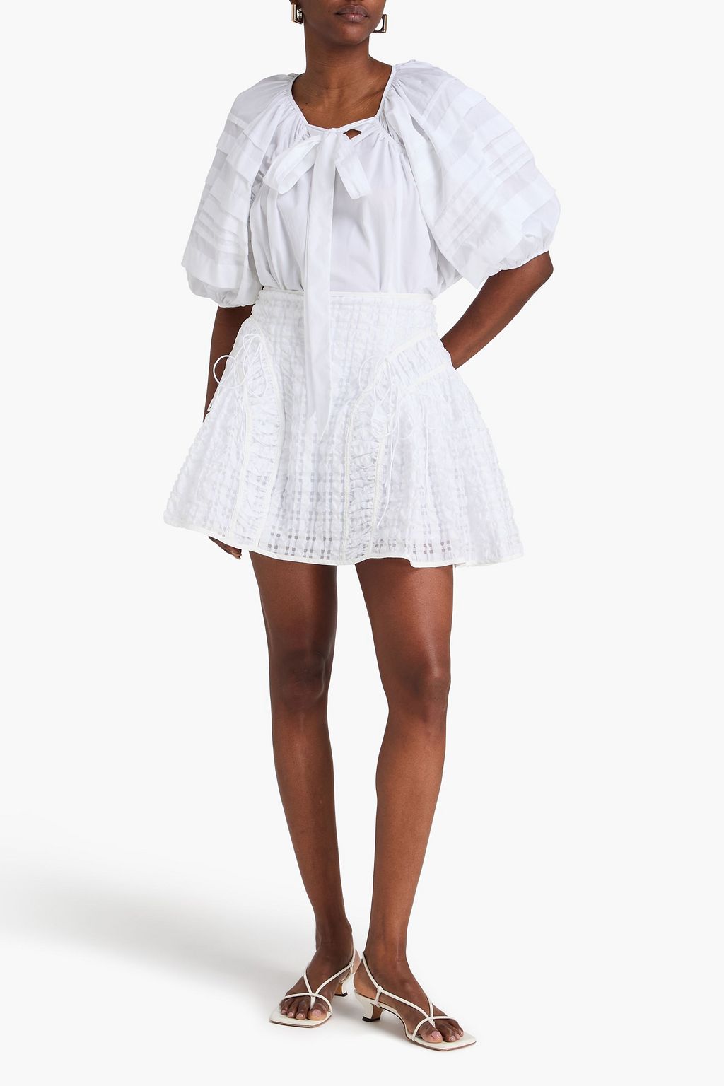 CECILIE BAHNSEN Oda seersucker mini skirt | THE OUTNET