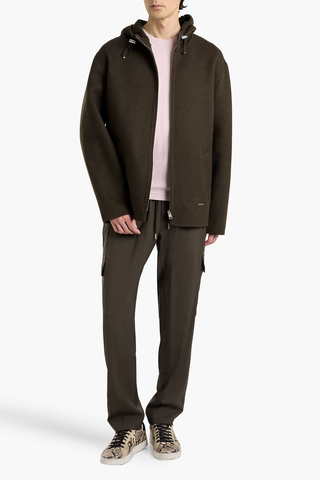 SANDRO Wool-blend felt hooded jacket | THE OUTNET