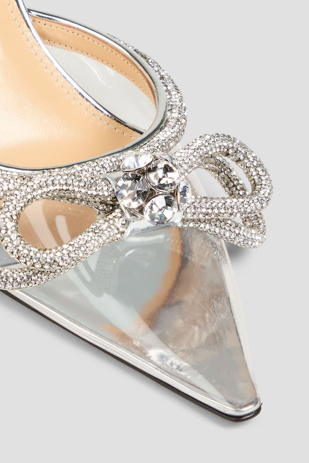 MACH & MACH Double Bow crystal-embellished mirrored-leather and PVC ...