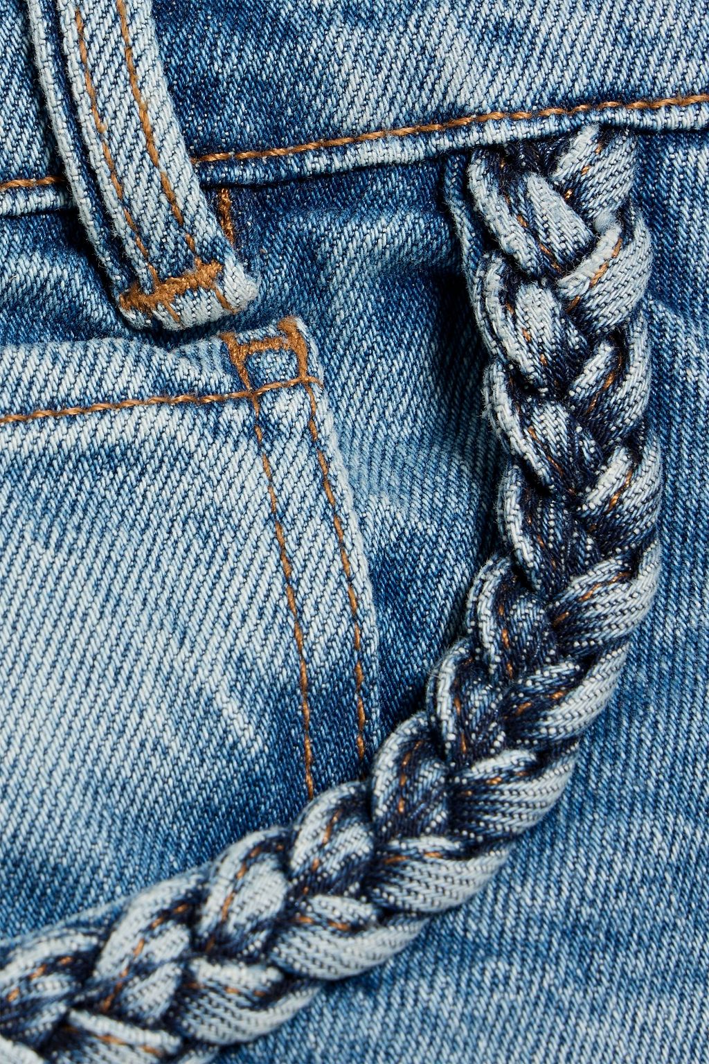 MAJE Braid-trimmed high-rise straight-leg jeans | THE OUTNET