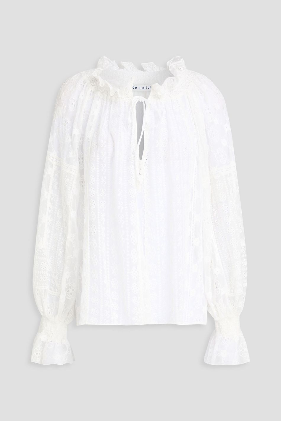 ALICE + OLIVIA Norah ruffled broderie anglaise blouse | THE OUTNET