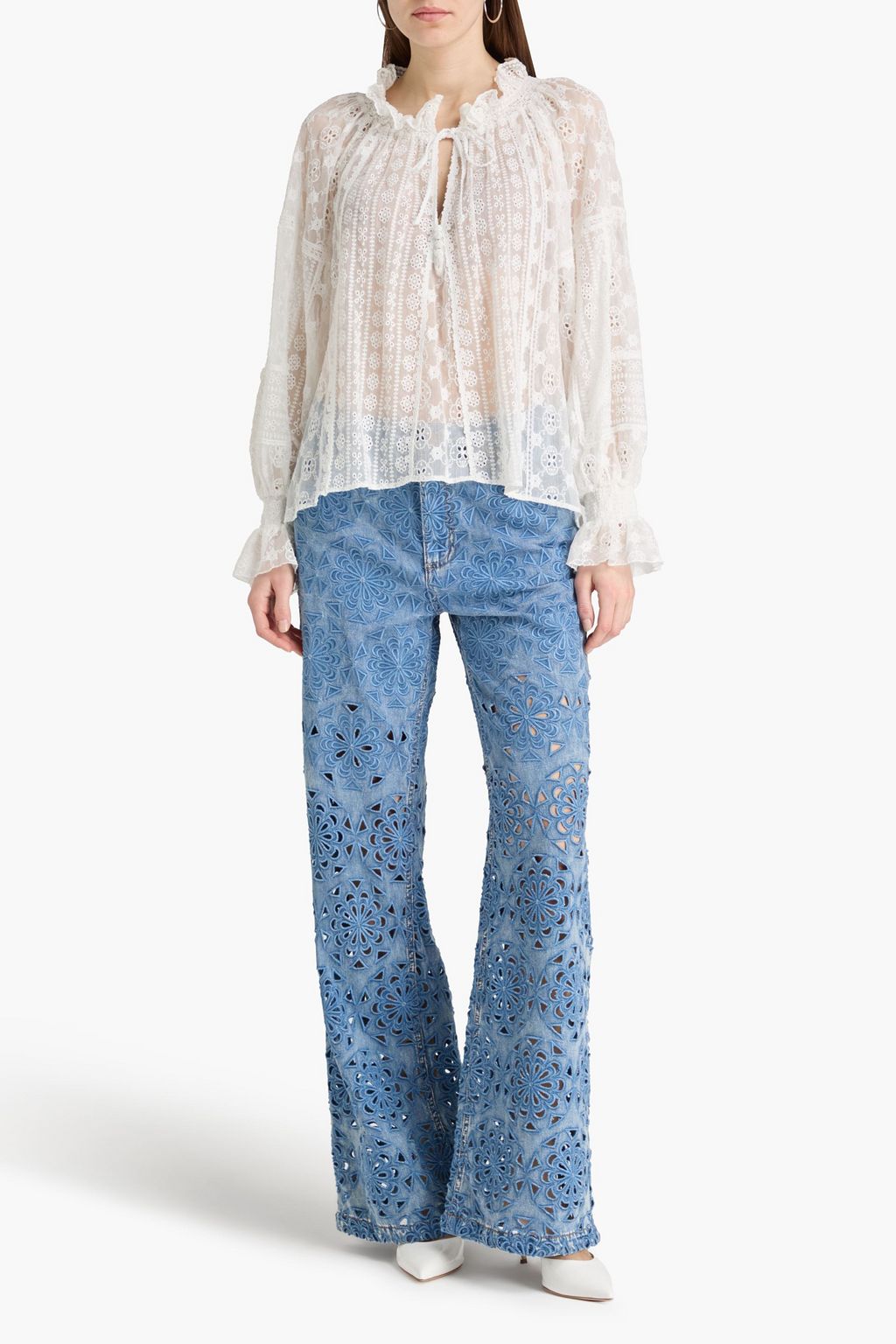 ALICE + OLIVIA Norah ruffled broderie anglaise blouse | THE OUTNET