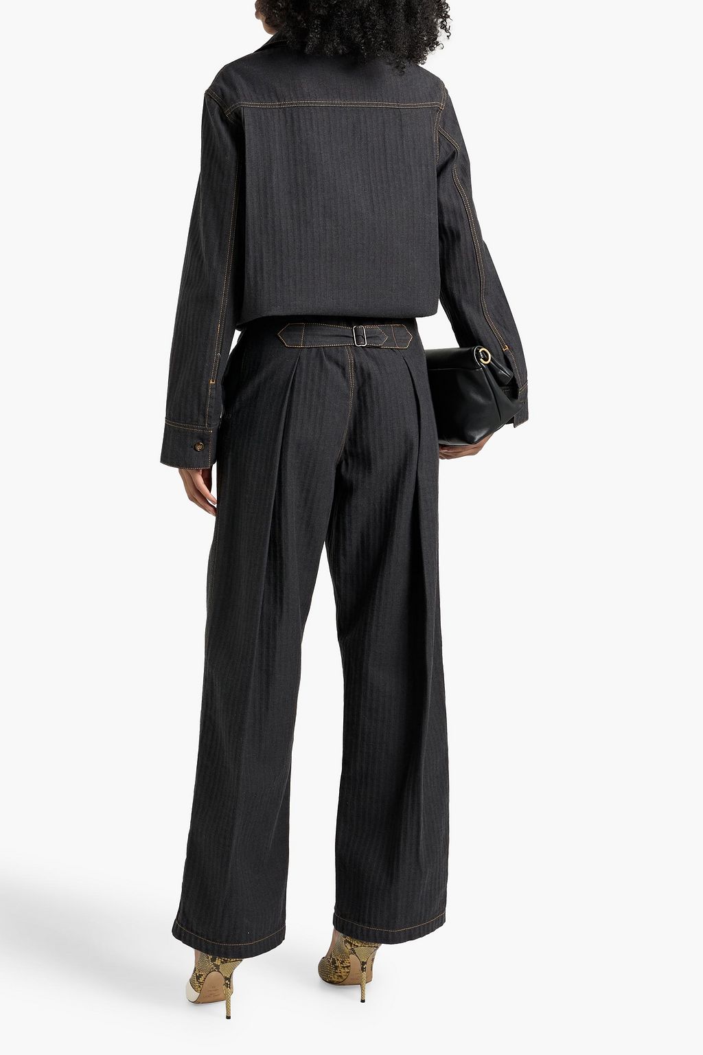 VICTORIA BECKHAM Herringbone high-rise wide-leg jeans | THE OUTNET