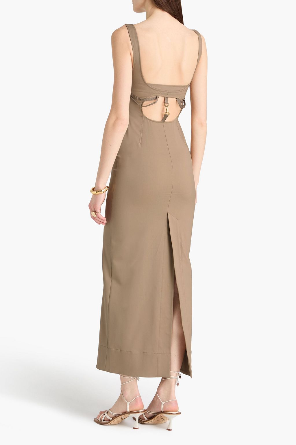 JACQUEMUS Valdu cutout wool-blend twill midi dress | THE OUTNET