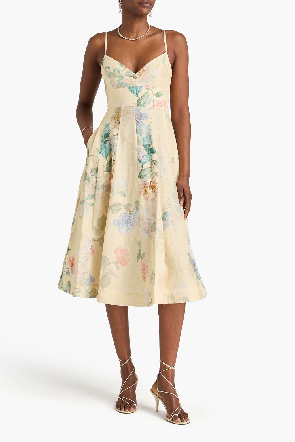 ZIMMERMANN Floral-print linen midi dress | THE OUTNET