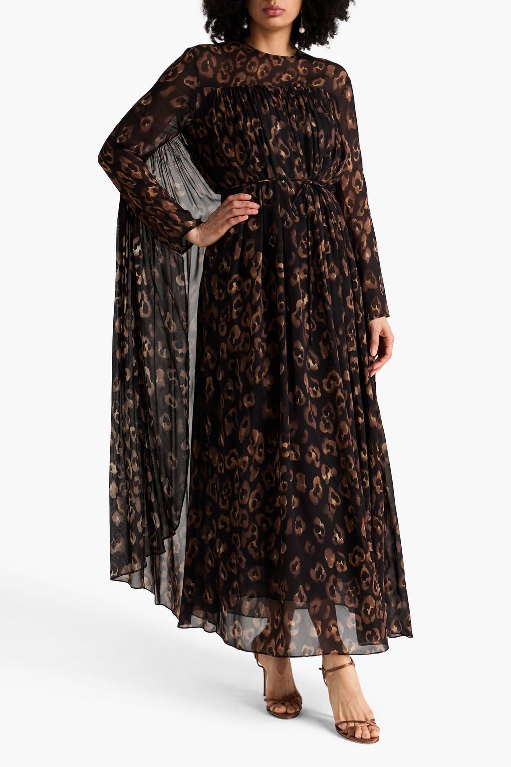 ZIMMERMANN Cape-effect leopard-print georgette gown | THE OUTNET
