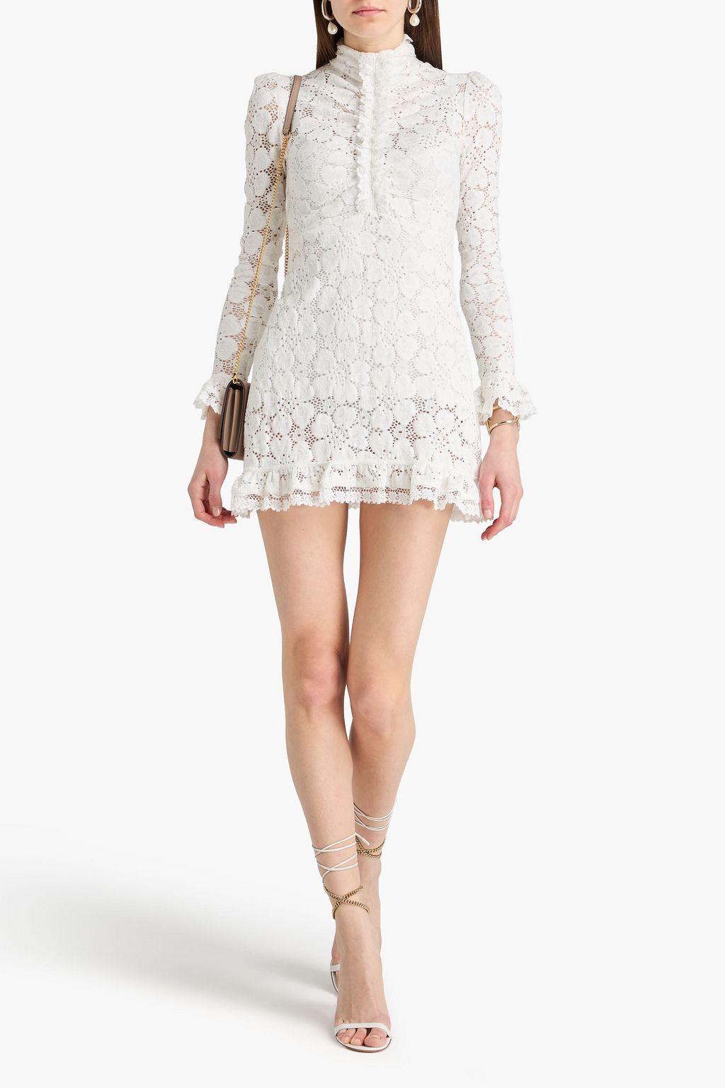 ZIMMERMANN Ruffled pointelle-knit cotton-blend mini dress | THE OUTNET
