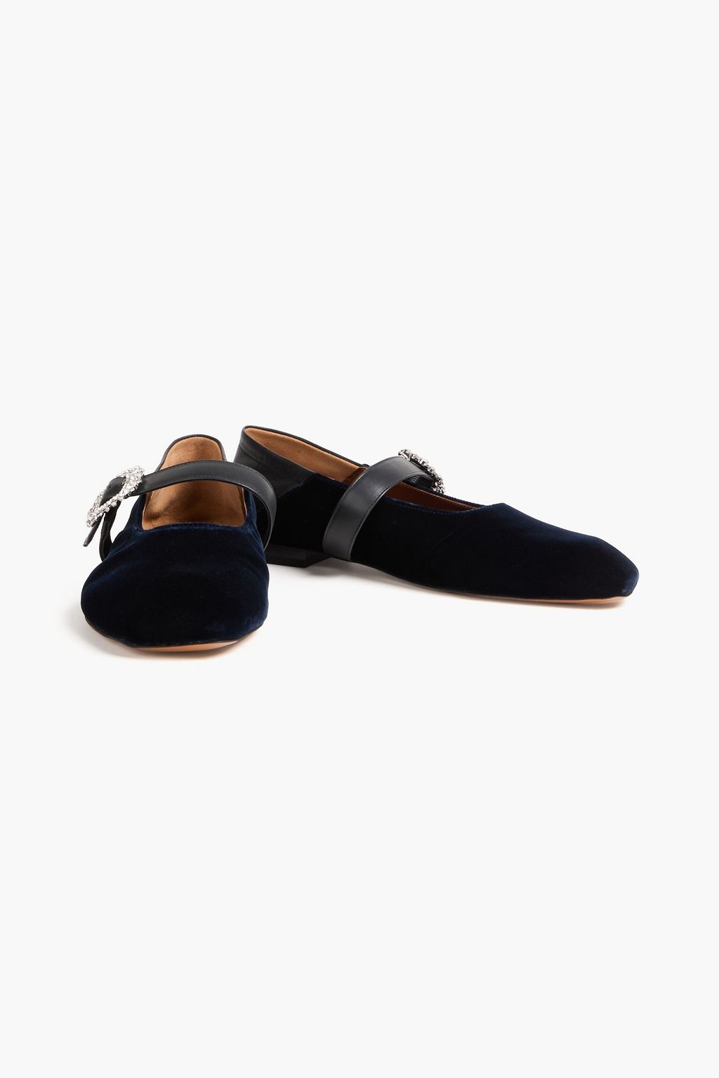 WALES BONNER Velvet collapsible-heel Mary Jane flats | THE OUTNET