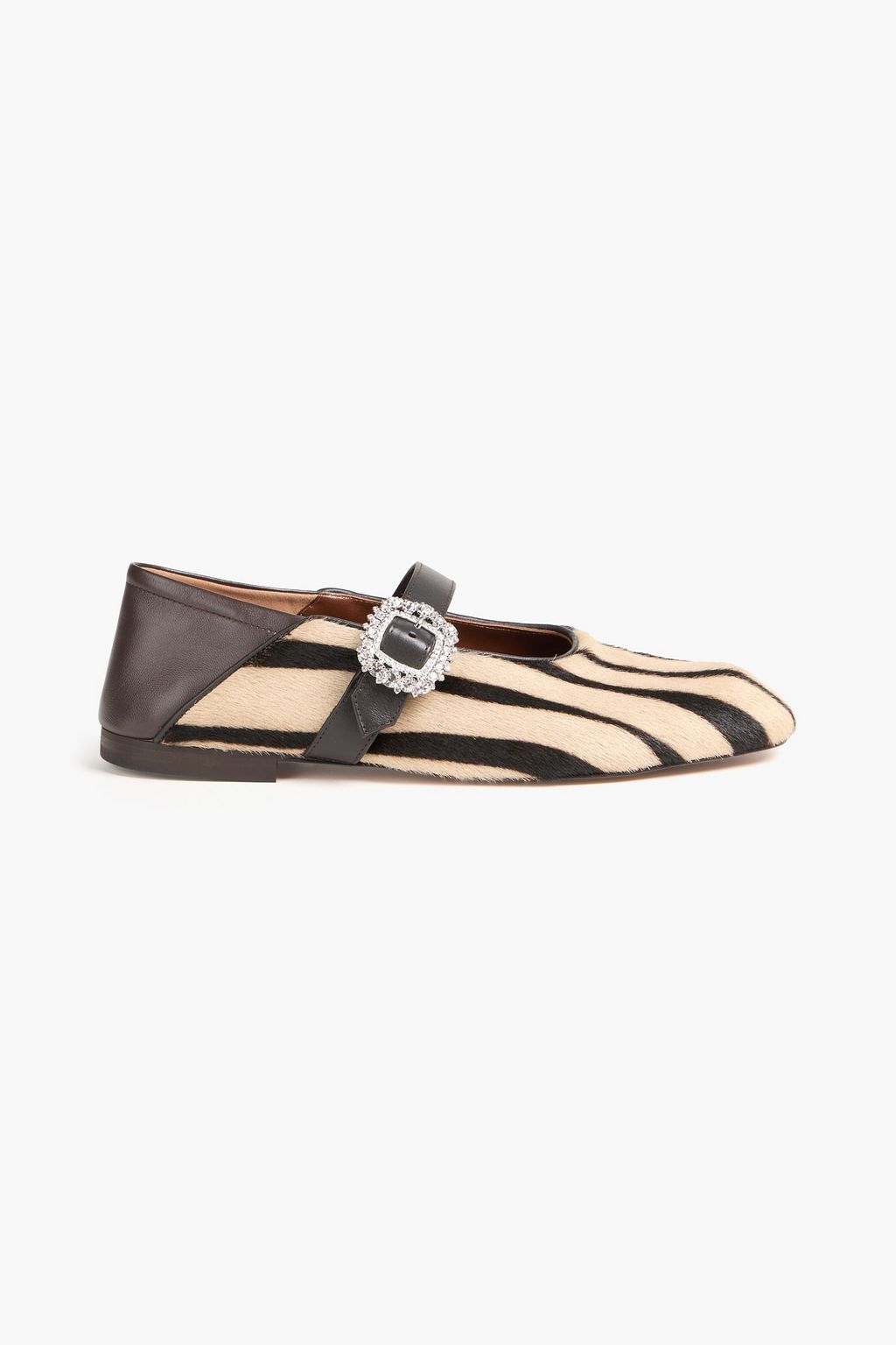 WALES BONNER Zebra-print calf hair collapsible-heel Mary Jane flats ...