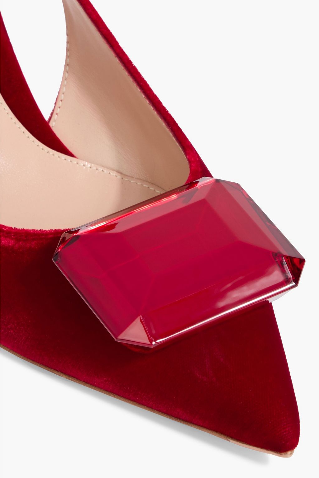 GIANVITO ROSSI Jaipur 55 crystal-embellished velvet slingback pumps ...