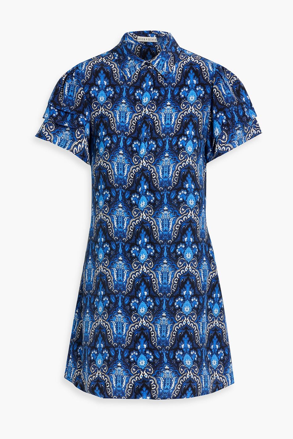 ALICE + OLIVIA Jem printed cupro mini shirt dress | THE OUTNET