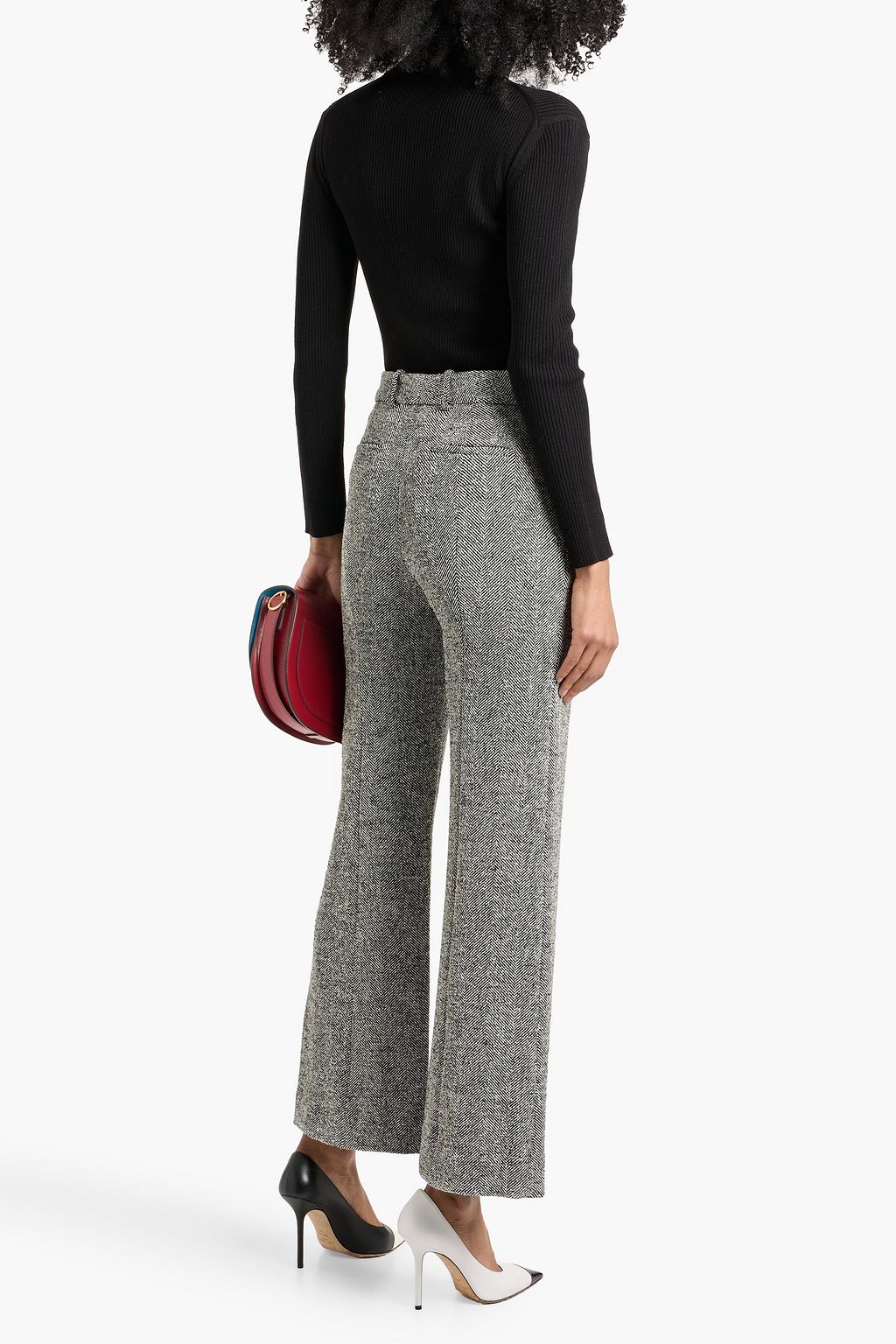 SIMKHAI Jamyson herringbone woven straight-leg pants | THE OUTNET