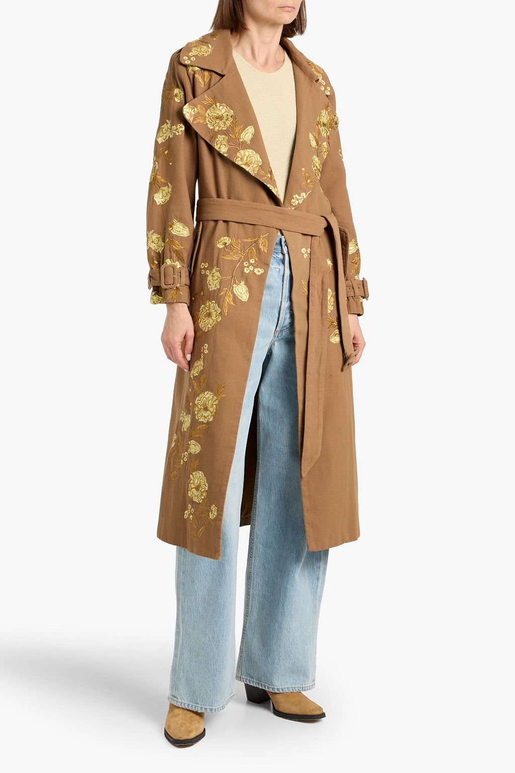 ALICE + OLIVIA Nevada embroidered cotton trench coat | THE OUTNET