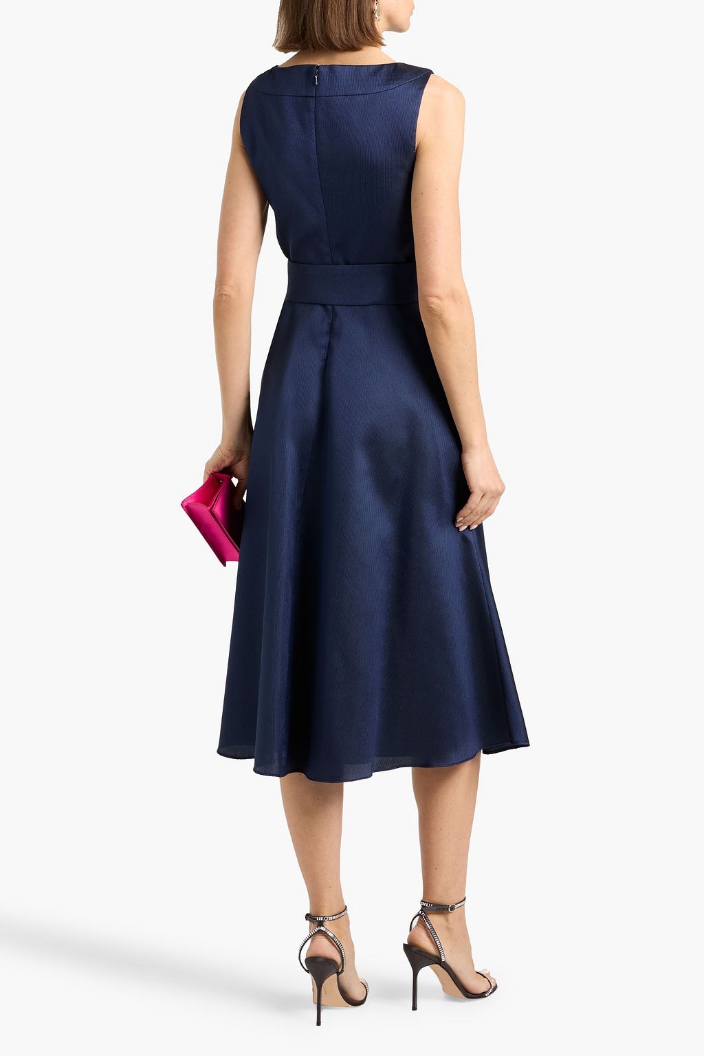 BADGLEY MISCHKA Belted gazar midi dress | THE OUTNET