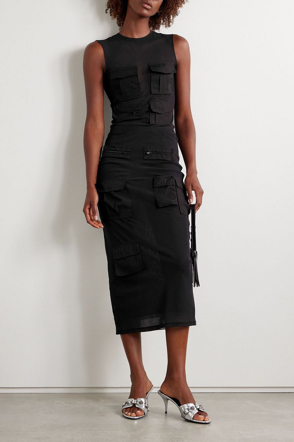 ACNE STUDIOS Cotton poplin-trimmed mesh midi skirt | THE OUTNET