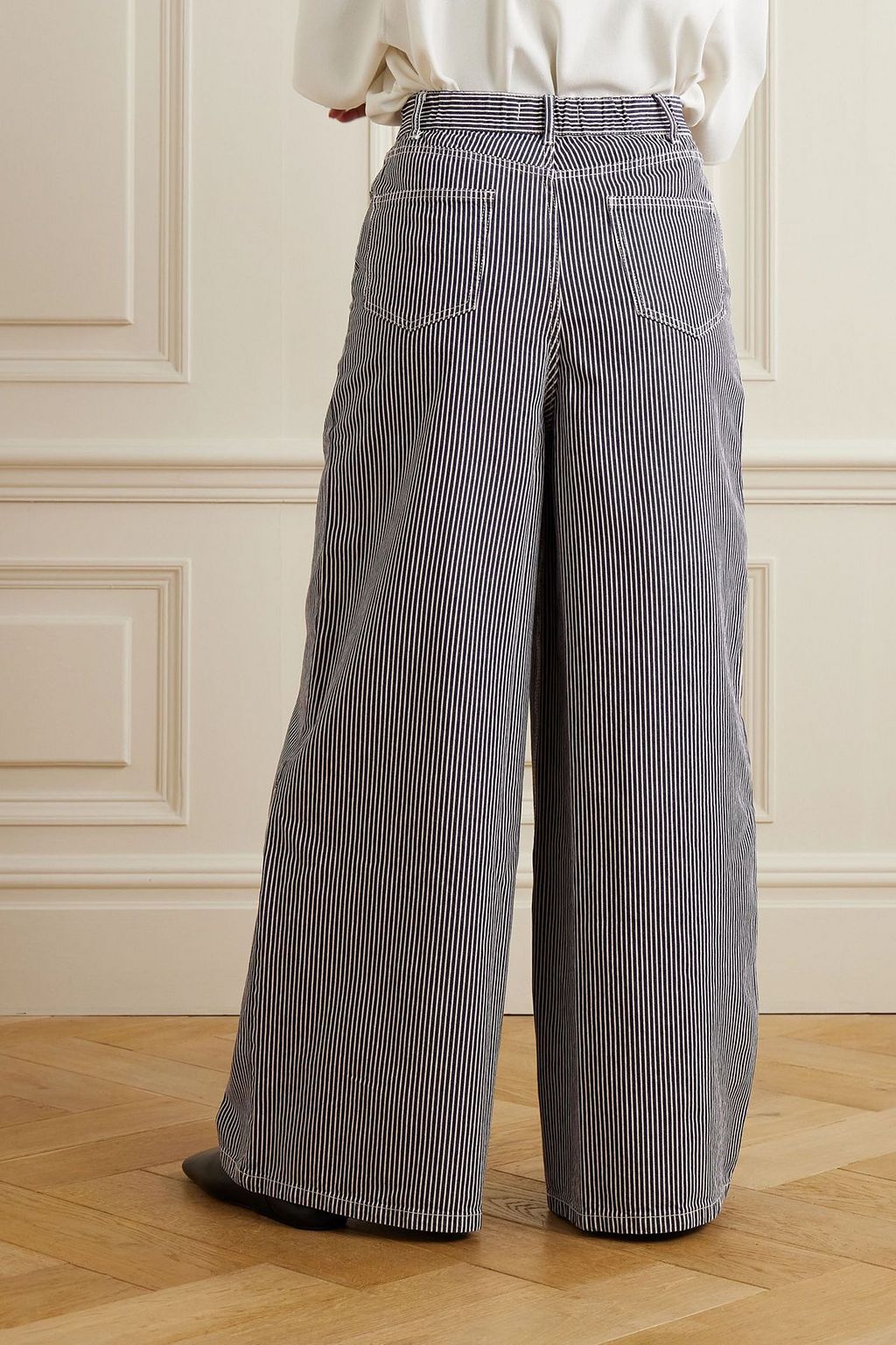 THE FRANKIE SHOP Sasha striped high-rise wide-leg jeans | THE OUTNET
