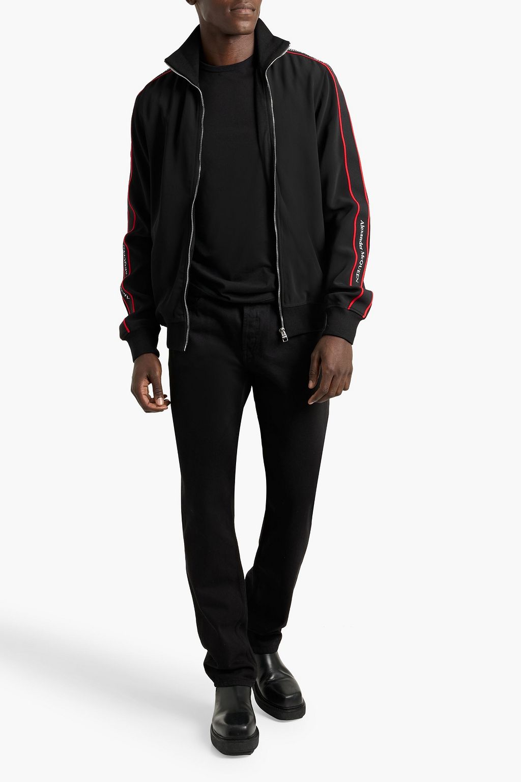 MCQUEEN Logo-print jacquard-trimmed knitted track jacket | THE OUTNET