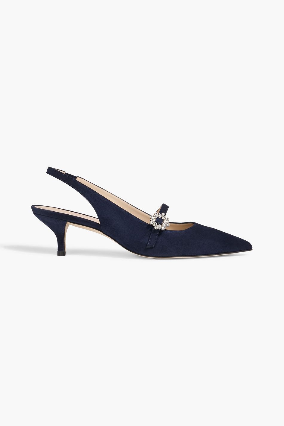 STUART WEITZMAN Aura 50 crystal-embellished suede slingback Mary Jane ...