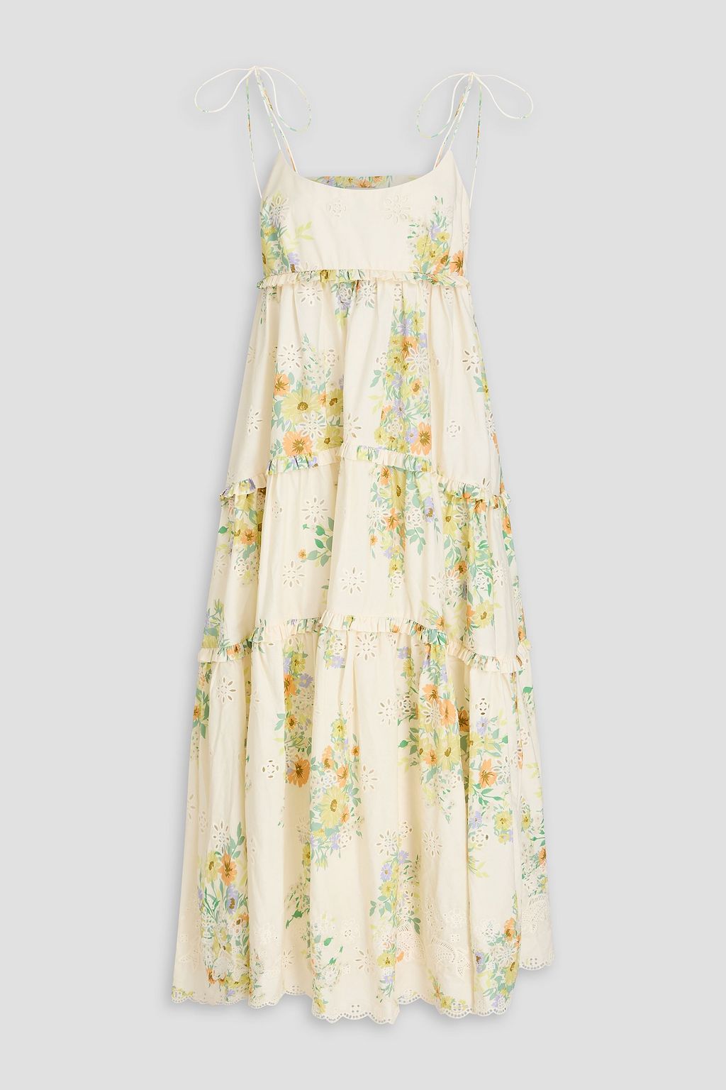 ALÉMAIS Juliette floral-print broderie anglaise cotton midi dress | THE ...