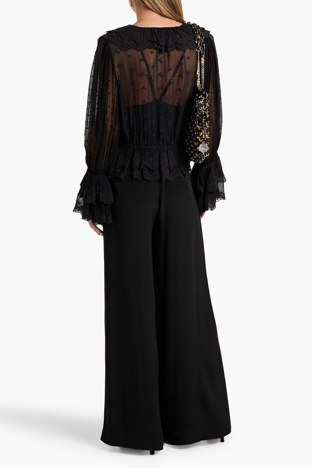 ALICE + OLIVIA Tenney ruffled embroidered chiffon blouse | THE OUTNET