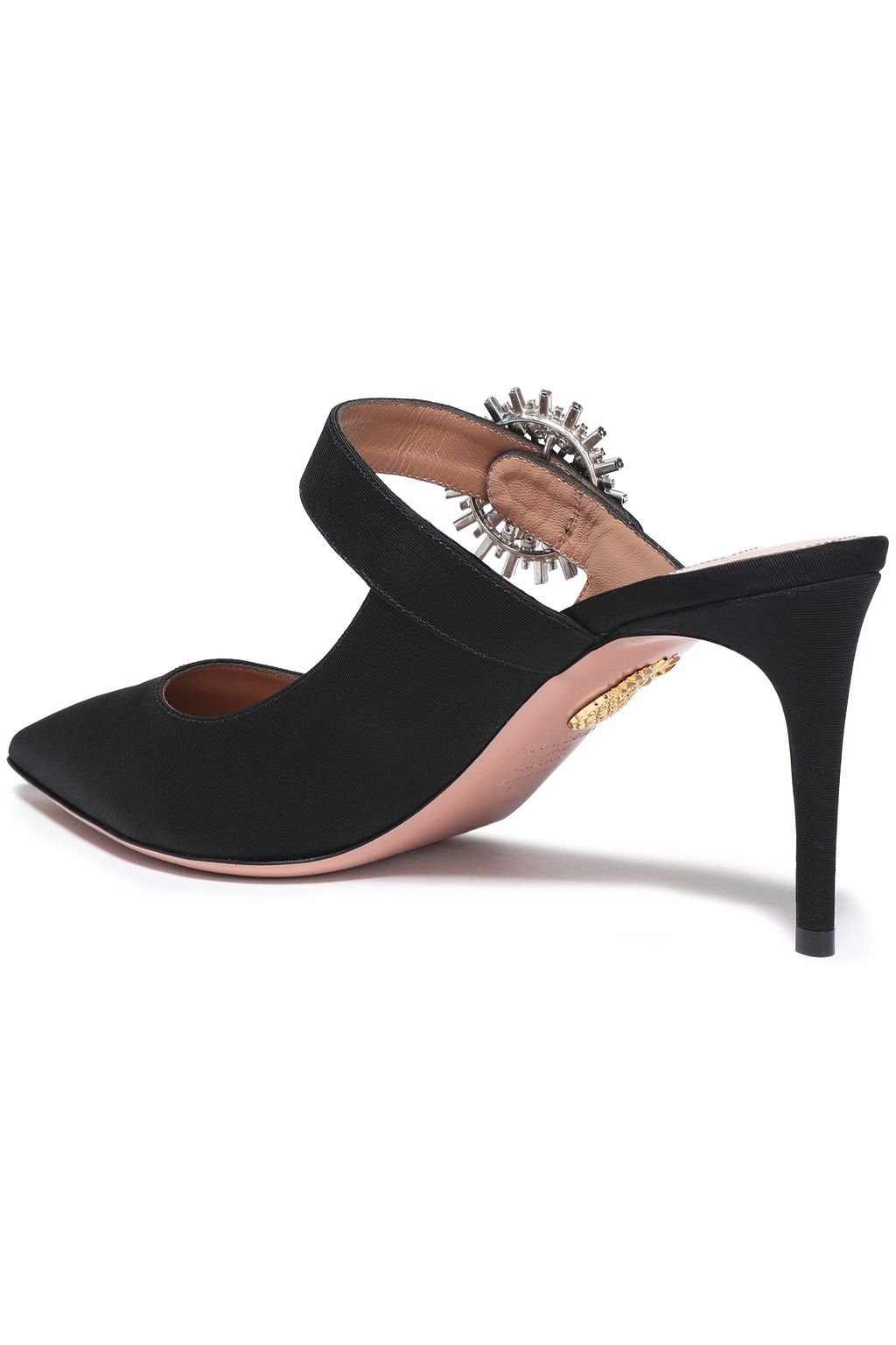 AQUAZZURA Crystal-embellished twill mules | THE OUTNET