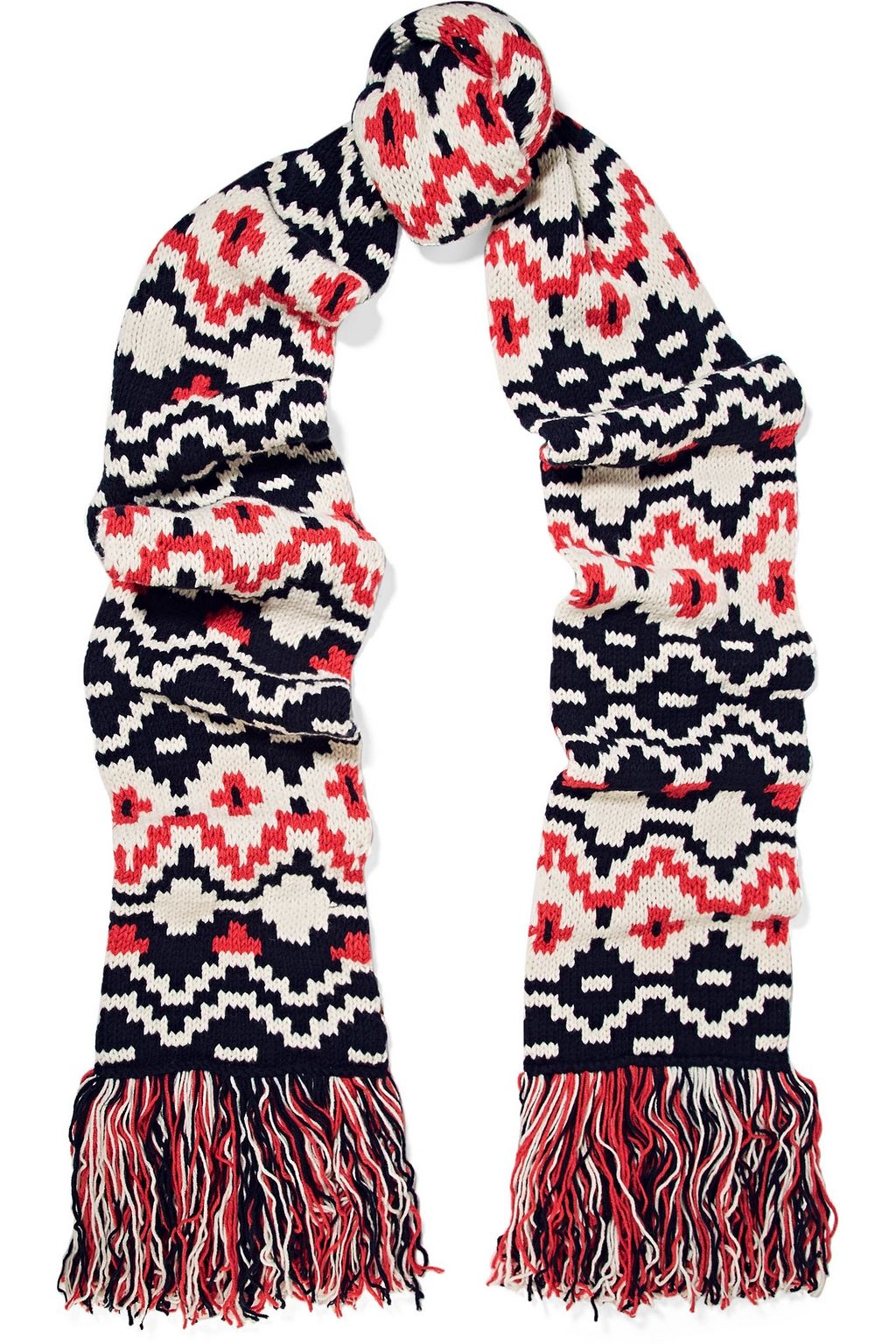 MAJE Fringed wool-blend jacquard scarf | THE OUTNET