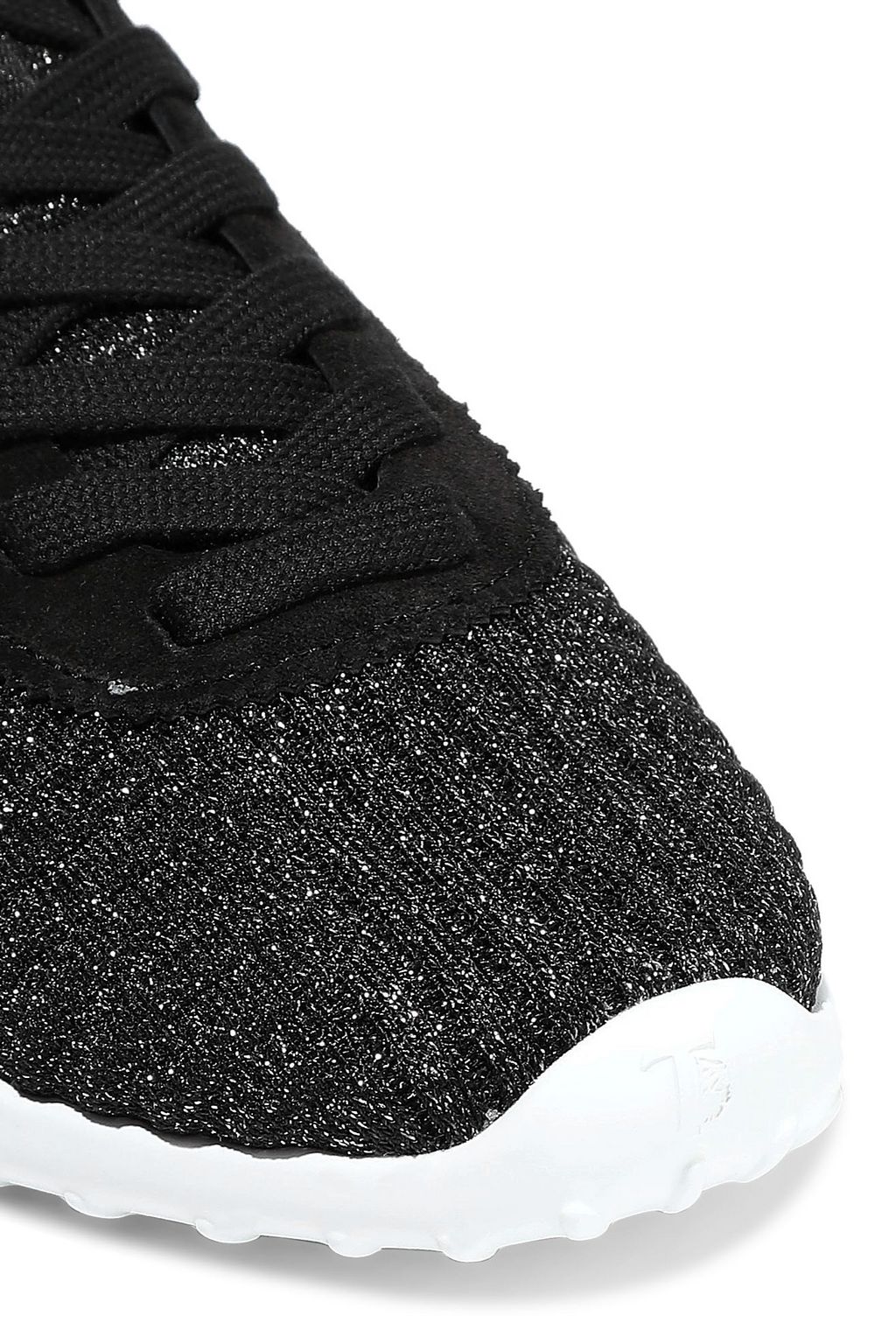 TOD'S Suede-trimmed metallic stretch-knit sneakers | THE OUTNET
