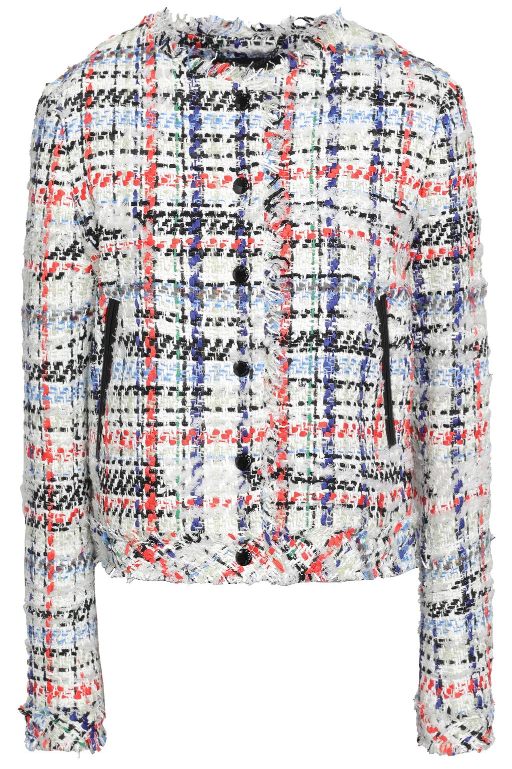 RAG & BONE Leather-trimmed frayed tweed jacket | THE OUTNET