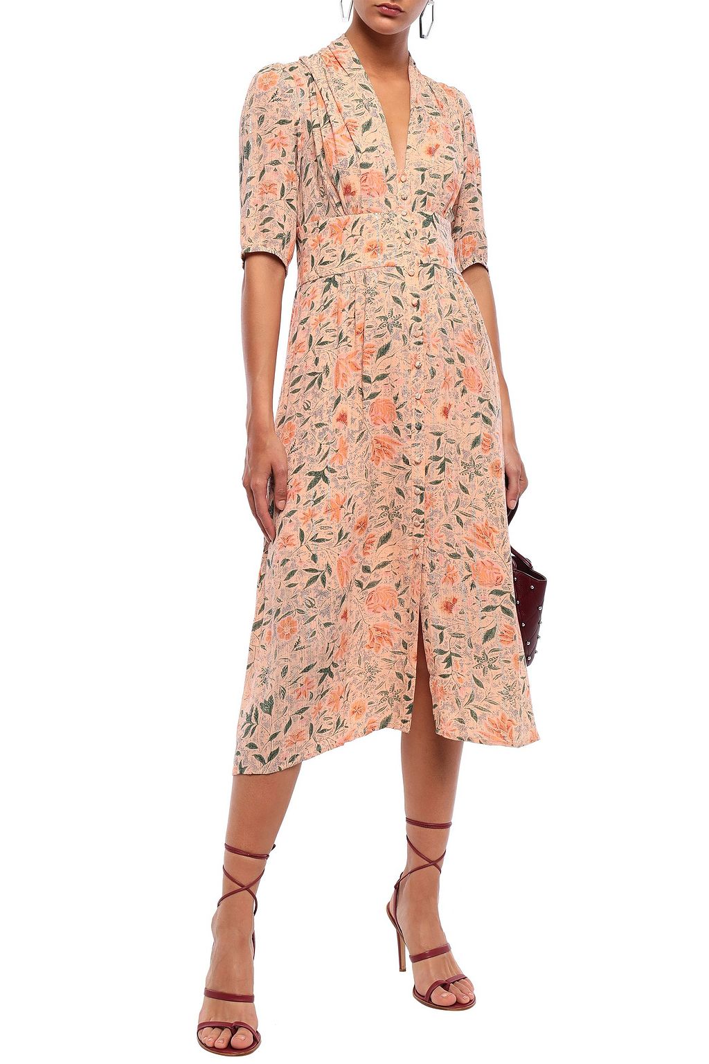 BA&SH Metallic floral-print jacquard midi shirt dress | THE OUTNET