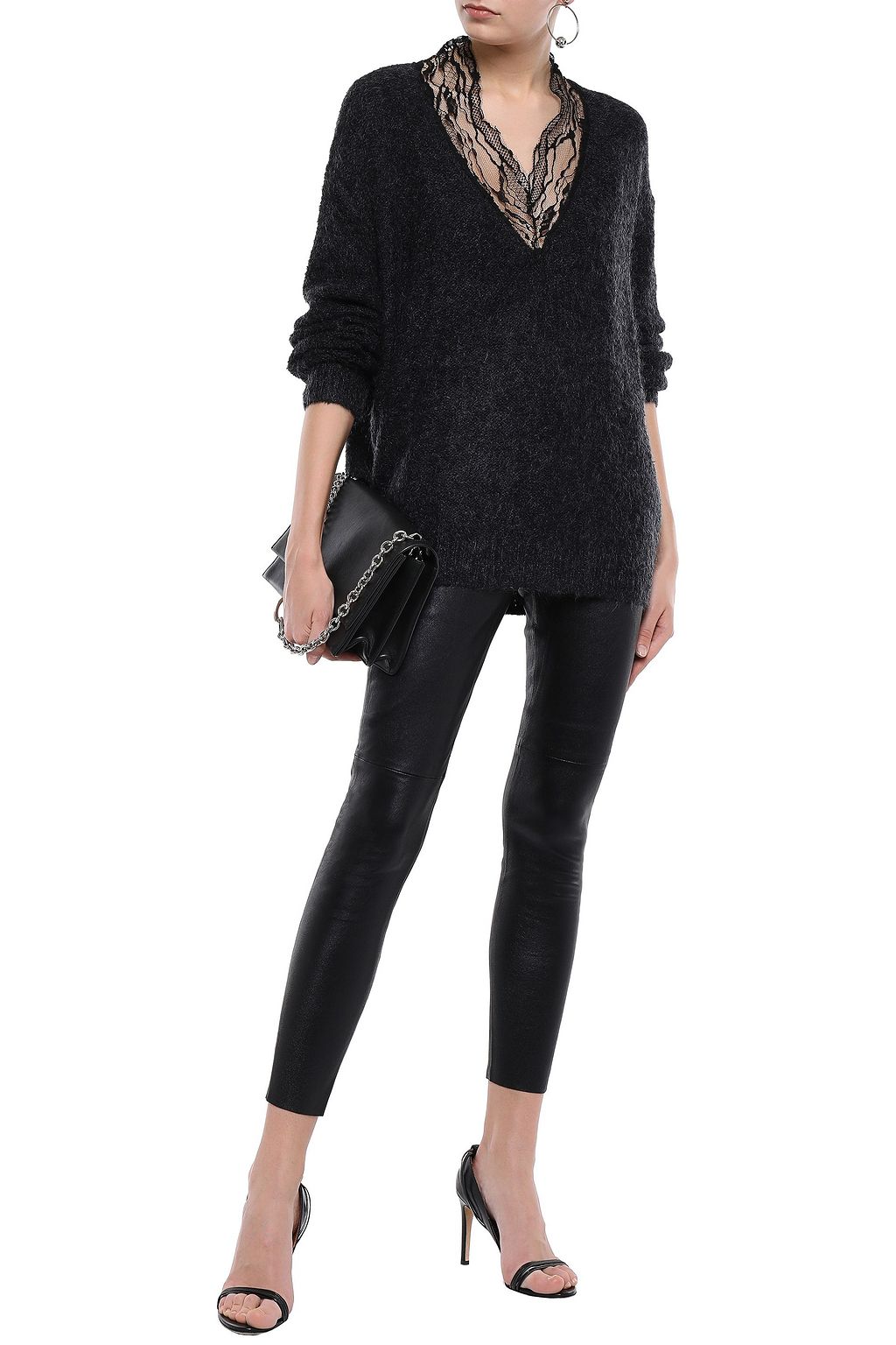 IRO Diamon lace-trimmed brushed knitted sweater | THE OUTNET