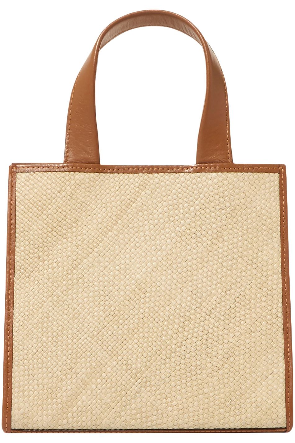 HUNTING SEASON Mini leather-trimmed woven raffia tote | THE OUTNET